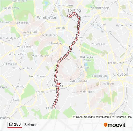 280 Route: Schedules, Stops & Maps - Belmont (Updated)