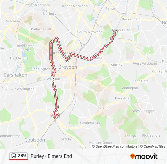 289 Route: Schedules, Stops & Maps - Purley (Updated)