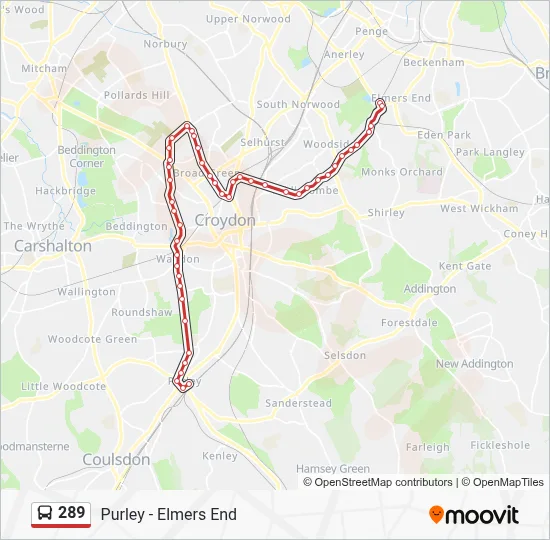 289 Route: Schedules, Stops & Maps - Elmers End (Updated)