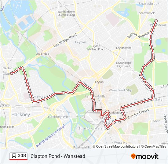 308 Route: Schedules, Stops & Maps - Clapton Pond (Updated)