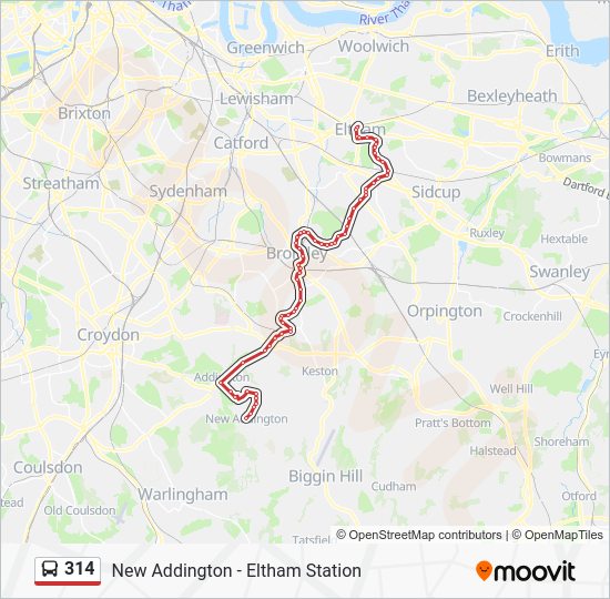 314 Route: Schedules, Stops & Maps - New Addington (Updated)