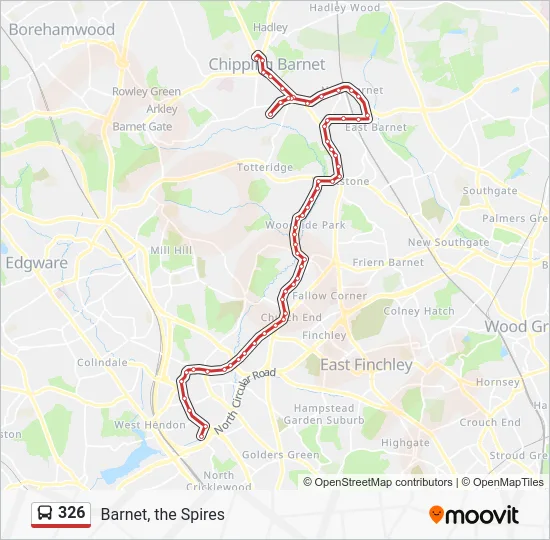 326 Route: Schedules, Stops & Maps - Barnet, the Spires (Updated)