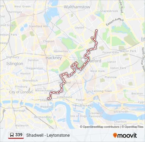 339 Route: Schedules, Stops & Maps - Shadwell (Updated)