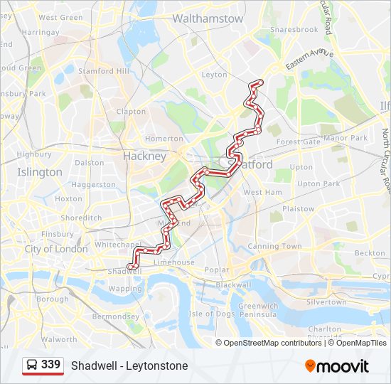 339 Route: Schedules, Stops & Maps - Shadwell (Updated)