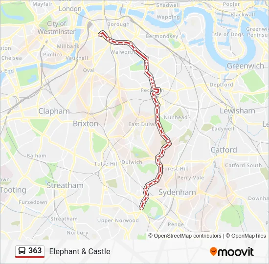 363 Route: Schedules, Stops & Maps - Elephant & Castle (Updated)