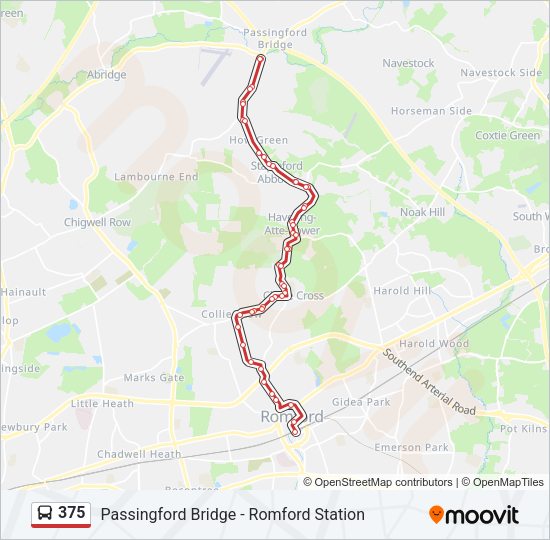 375 Route: Schedules, Stops & Maps - Passingford Bridge (Updated)
