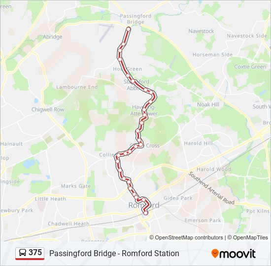 375 Route: Schedules, Stops & Maps - Passingford Bridge (Updated)