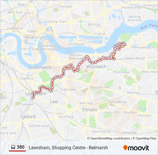 380 Route: Schedules, Stops & Maps - Lewisham, Shopping Centre (Updated)