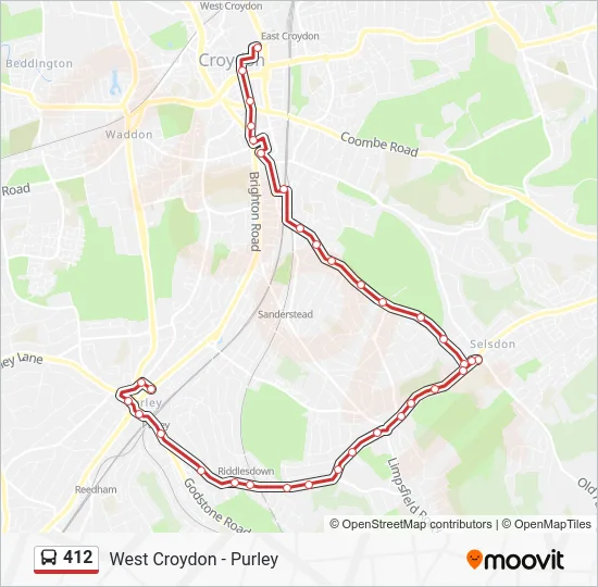 412 Route: Schedules, Stops & Maps - Purley (Updated)
