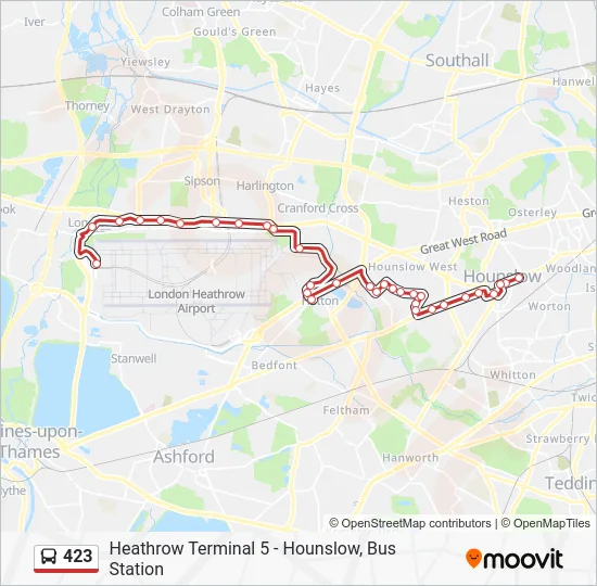 423 Route: Schedules, Stops & Maps - Heathrow Terminal 5 (Updated)
