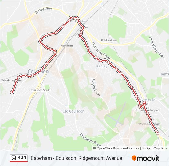 434 Route: Schedules, Stops & Maps - Whyteleafe South (Updated)
