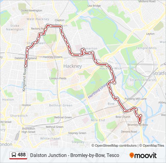 488 Route: Schedules, Stops & Maps - Dalston Junction (Updated)