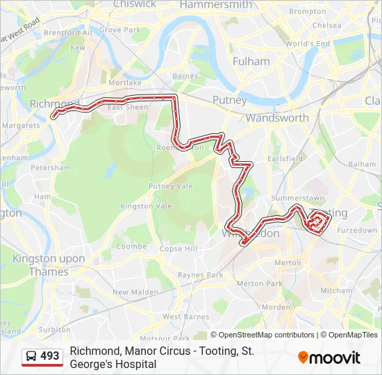 493 Route: Schedules, Stops & Maps - Richmond, Manor Circus (Updated)