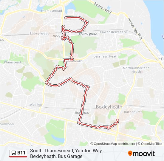 b11 Route: Schedules, Stops & Maps - Bexleyheath, Bus Garage (Updated)