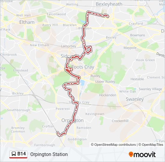 b14 Route: Schedules, Stops & Maps - Orpington Station (Updated)