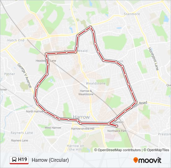 h19 Route: Schedules, Stops & Maps - Harrow (Updated)