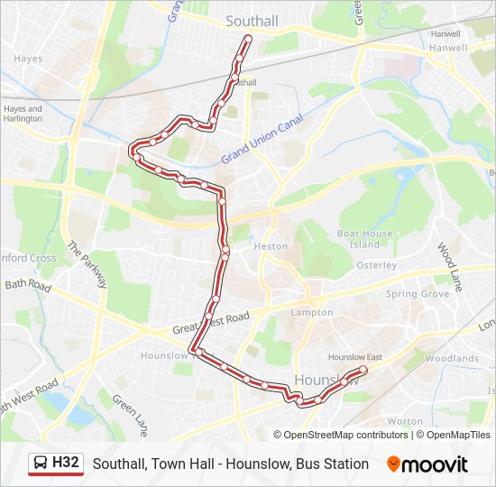 h32 Route: Schedules, Stops & Maps - Hounslow, Bus Station (Updated)