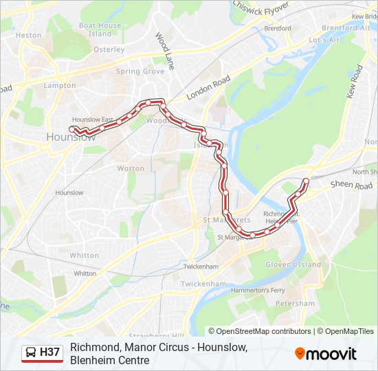 h37 Route: Schedules, Stops & Maps - Richmond, Manor Circus (Updated)