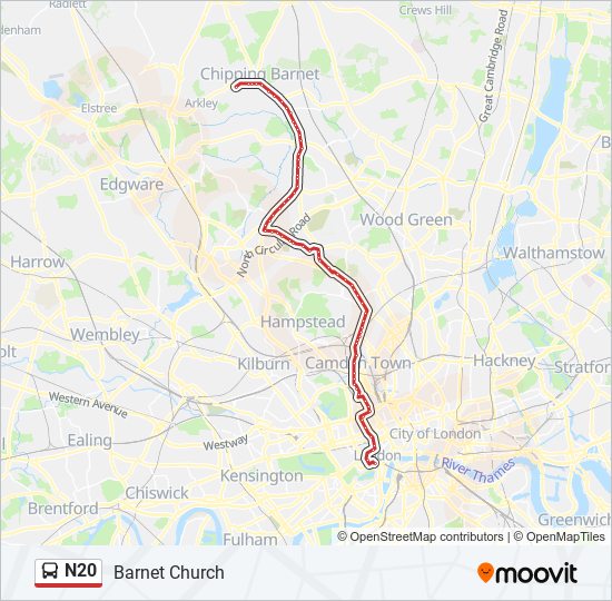 n20 Route: Schedules, Stops & Maps - Barnet Church (Updated)
