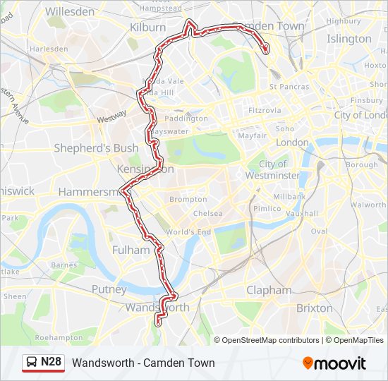 n28 Route: Schedules, Stops & Maps - Wandsworth (Updated)