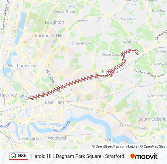 N86 Route: Schedules, Stops & Maps - Stratford (Updated)