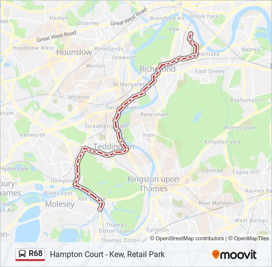 r68 Route: Schedules, Stops & Maps - Kew, Retail Park (Updated)