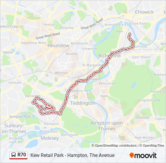 r70 Route: Schedules, Stops & Maps - Kew Retail Park (Updated)