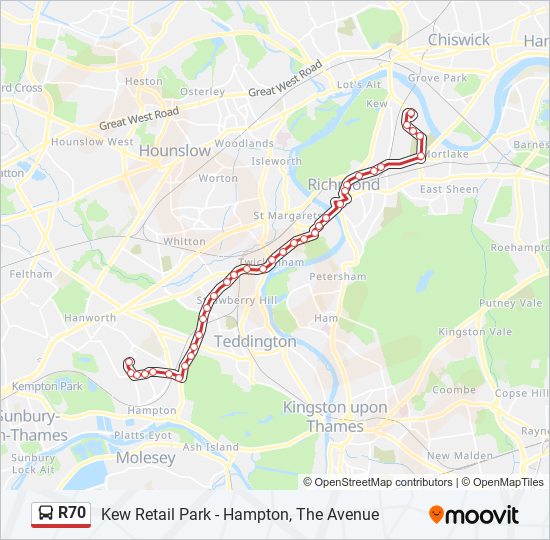 r70 Route: Schedules, Stops & Maps - Hampton, the Avenue (Updated)
