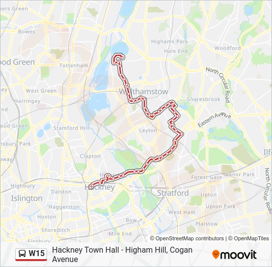 W15 Route: Schedules, Stops & Maps - Hackney Town Hall (Updated)