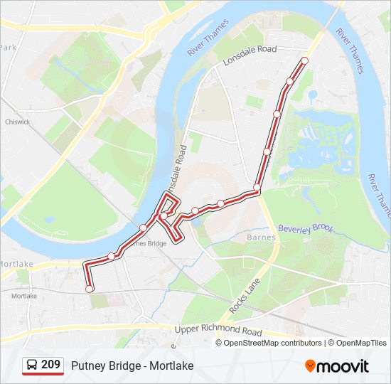 209 Route: Schedules, Stops & Maps - Putney Bridge (Updated)