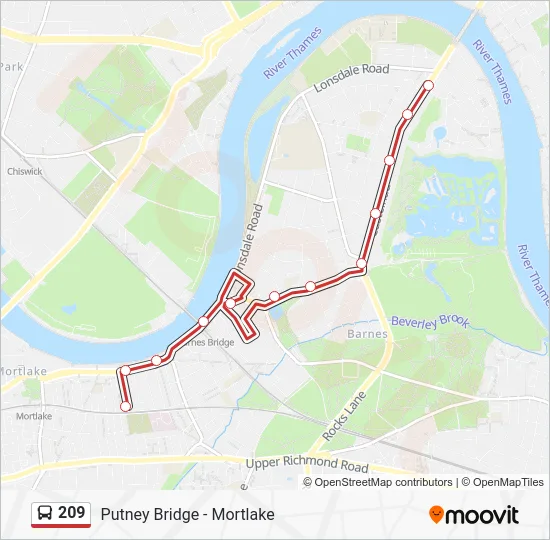 209 Route: Schedules, Stops & Maps - Putney Bridge (Updated)