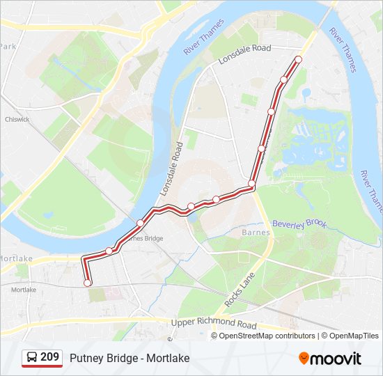209 Route: Schedules, Stops & Maps - Putney Bridge (Updated)