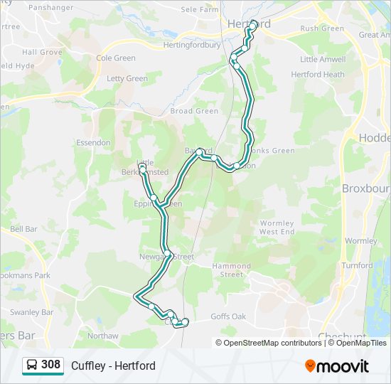 308 Route: Schedules, Stops & Maps - Hertford (Updated)