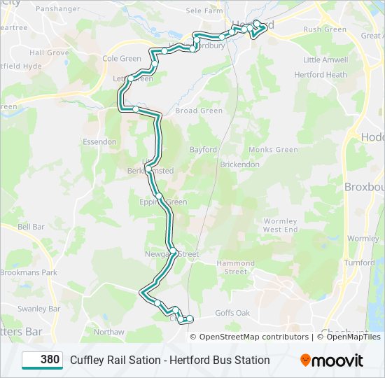 380 Route: Schedules, Stops & Maps - Cuffley (Updated)