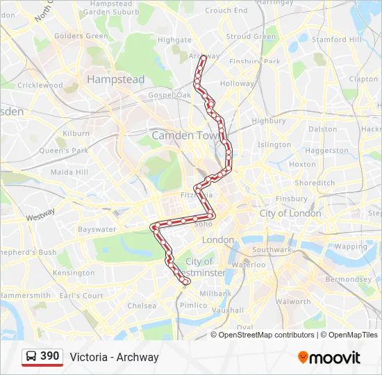 390 Route: Schedules, Stops & Maps - Archway (Updated)