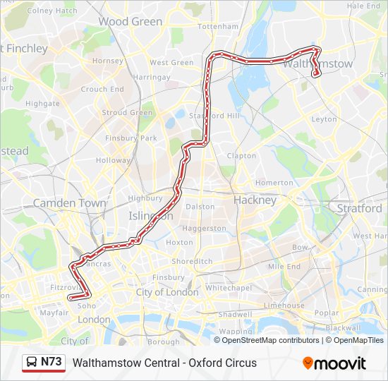 N73 Route: Schedules, Stops & Maps - Walthamstow Central (Updated)