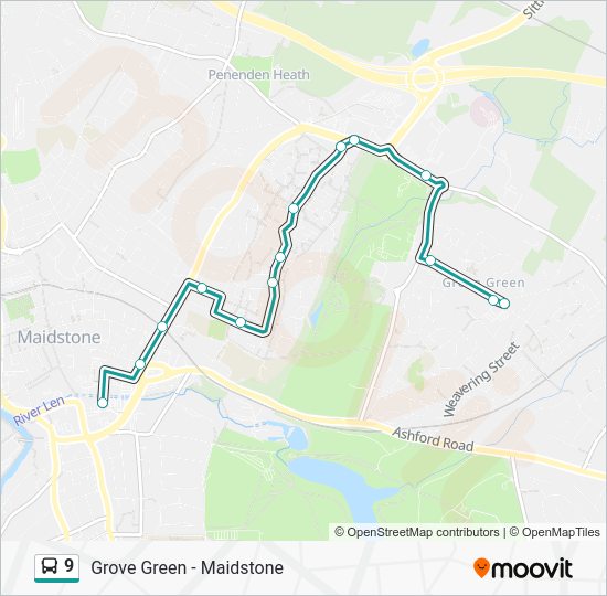 9 Route: Schedules, Stops & Maps - Grove Green (Updated)