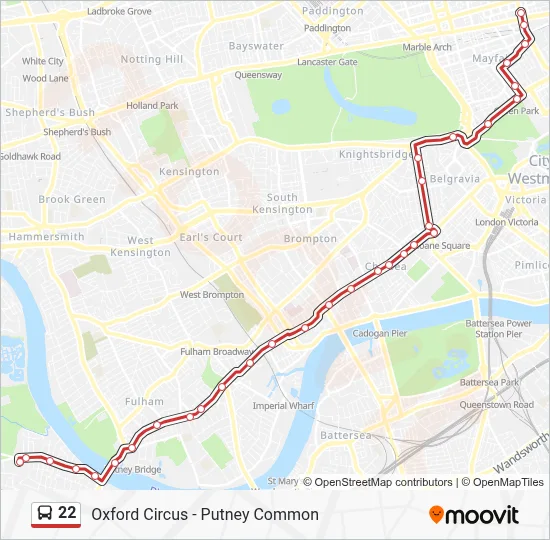 22 Route: Schedules, Stops & Maps - Putney Common (Updated)