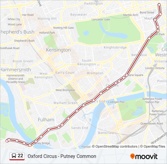 22 Route: Schedules, Stops & Maps - Putney Common (Updated)