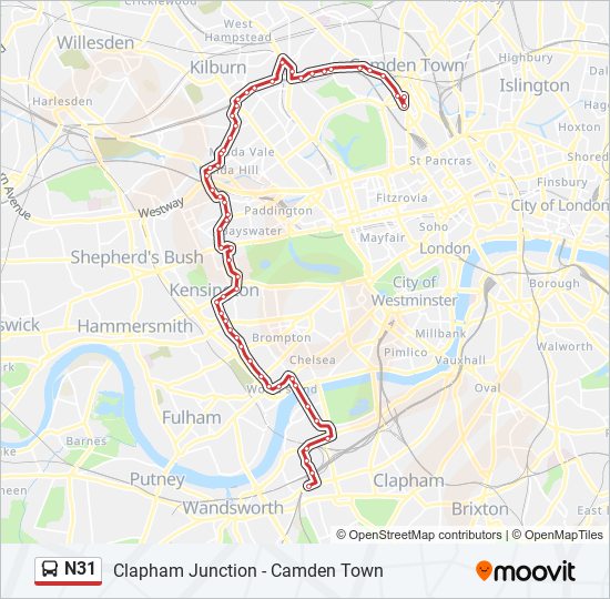 n31 Route: Schedules, Stops & Maps - Clapham Junction (Updated)