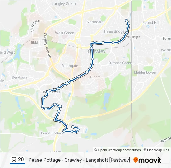 20 Route: Schedules, Stops & Maps - Three Bridges (Updated)