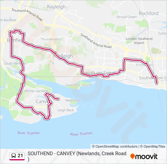 21 Route: Schedules, Stops & Maps - Southend-On-Sea (Updated)