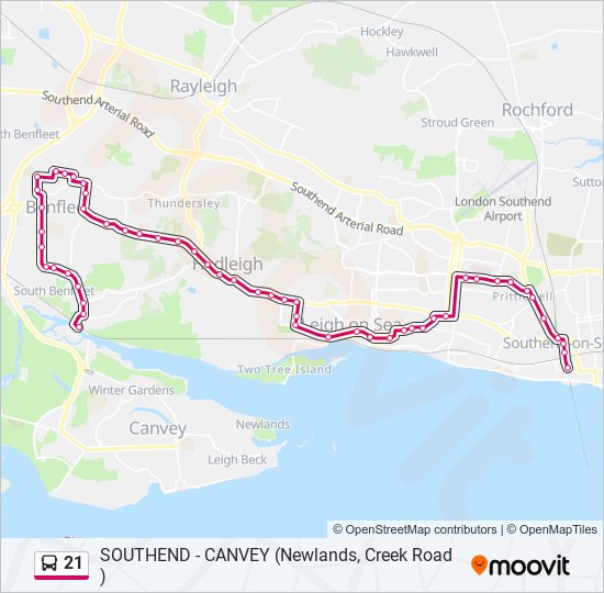 21 Route: Schedules, Stops & Maps - South Benfleet (Updated)
