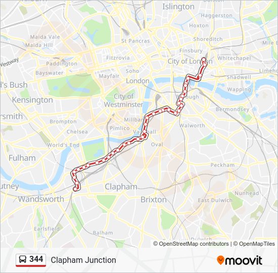 344 Route: Schedules, Stops & Maps - Clapham Junction (Updated)