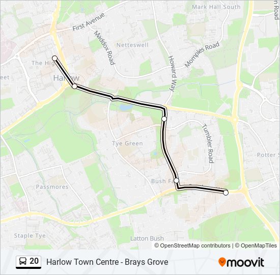 20 Route: Schedules, Stops & Maps - Harlow Town Centre (Updated)