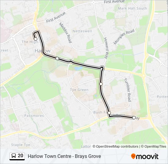 20 Route: Schedules, Stops & Maps - Brays Grove (Updated)