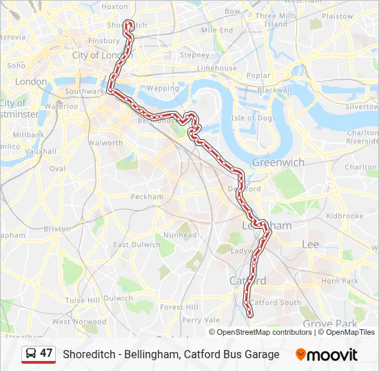 47 Route: Schedules, Stops & Maps - Shoreditch (Updated)