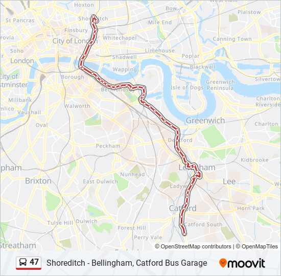 47 Route: Schedules, Stops & Maps - Shoreditch (Updated)
