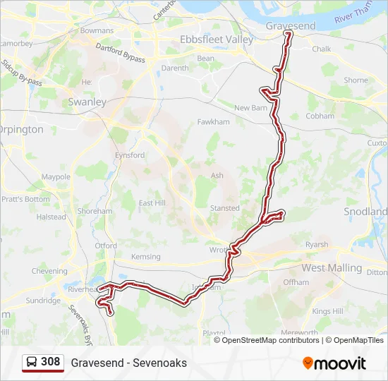 308 Route: Schedules, Stops & Maps - Gravesend (Updated)