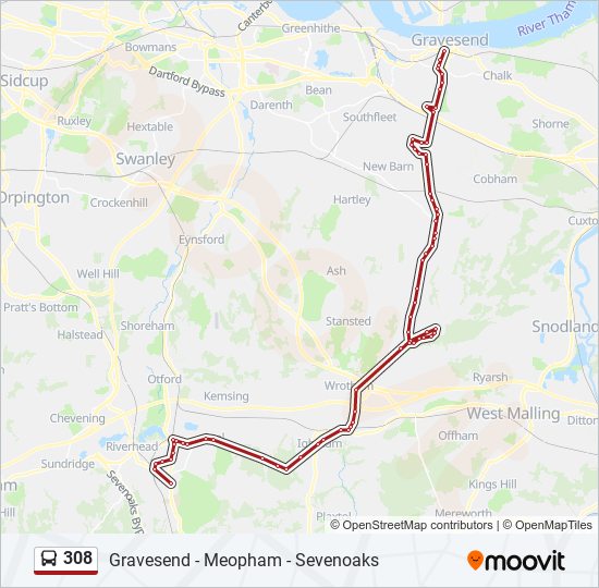 308 Route: Schedules, Stops & Maps - Sevenoaks (Updated)